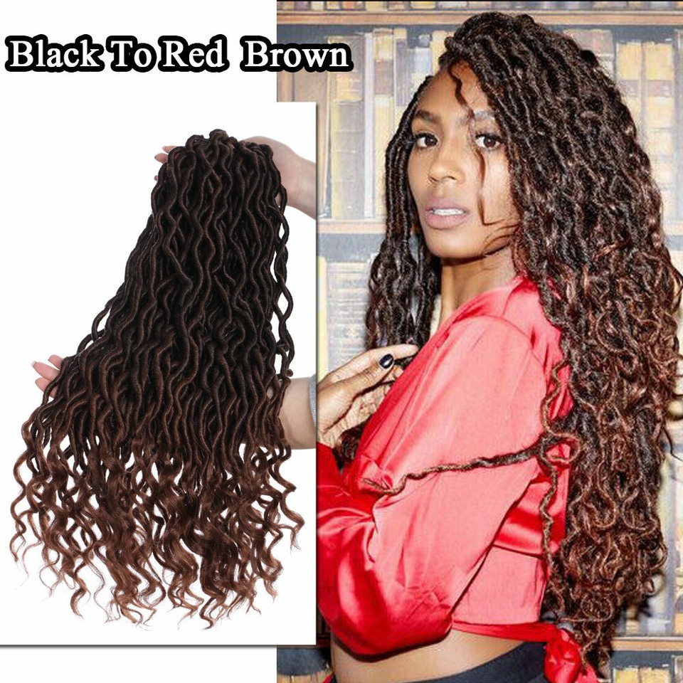 US 20" Long Thick Faux Locs Hair Extension Curly Lock Crochet Braids ...