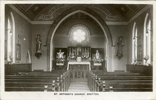 REAL PHOTO POSTCARD OF ST. ANTHONY'S CHURCH INTERIOR, BROTTON, NORTH ...