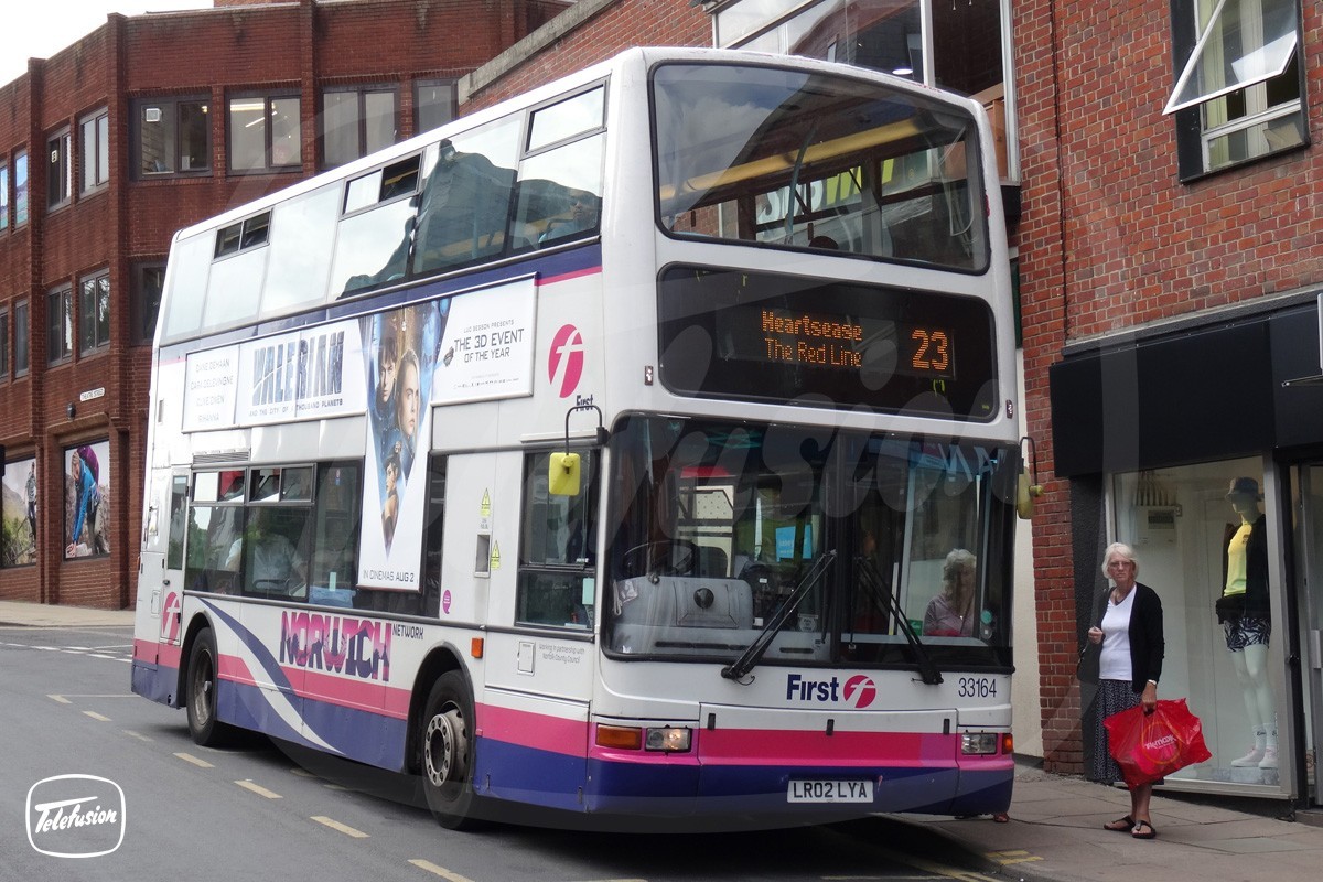 Bus Photo - First Eastern Counties 33164 LR02LYA Dennis Trident Plaxton ...