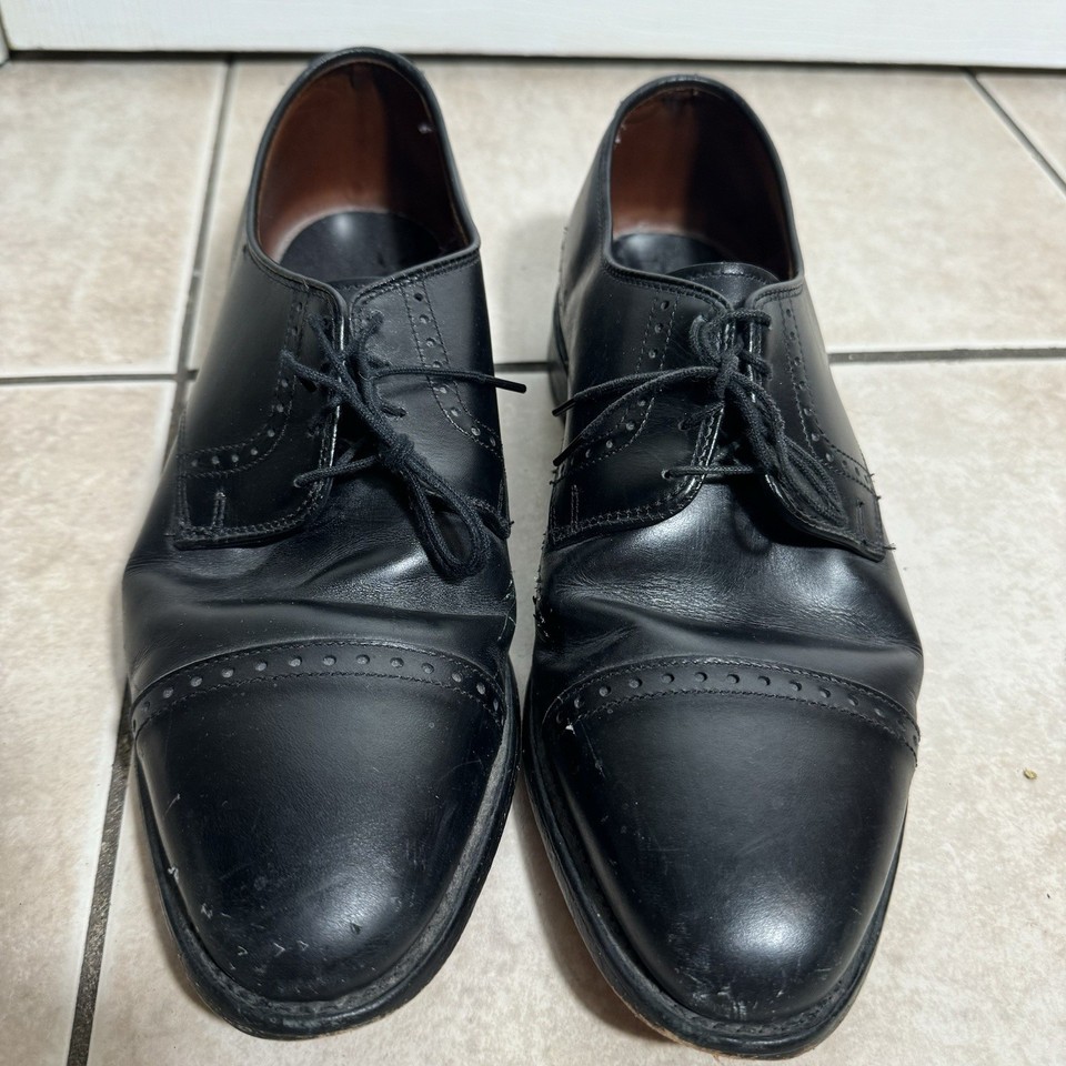 Allen Edmonds Clifton Men's 8.5 EEE Black Leather Brogue Cap Toe Derby ...