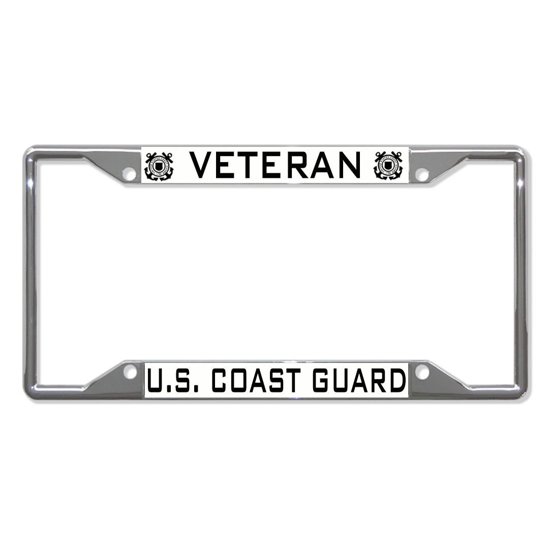 VETERAN U.S. COAST GUARD Metal License Plate Frame Tag Border Four ...