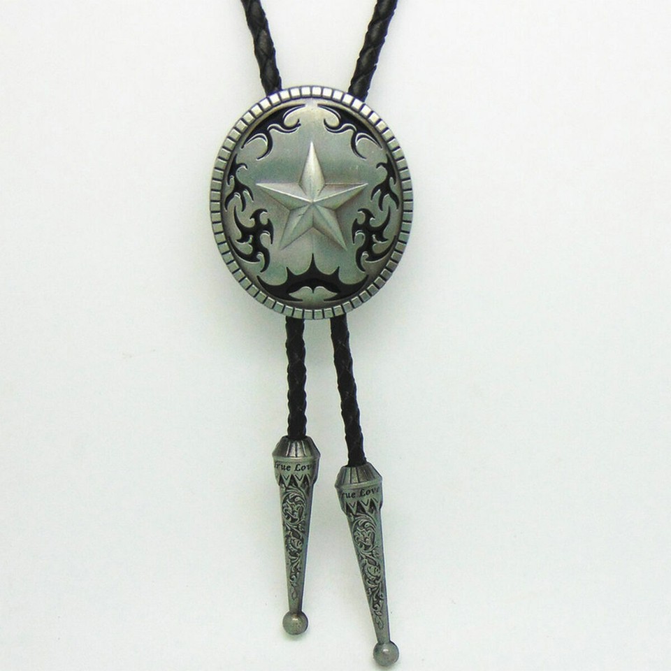 Western Cowboy Bolo Tie Black Stone Obsidian Rodeo Dance Necktie ...