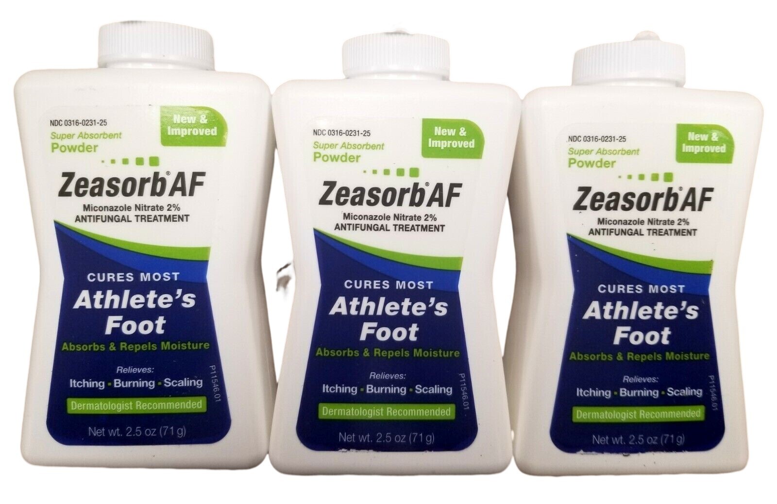Zeasorb AF Antifungal Powder Athlete's Foot, etc 2.5oz ( 3 pack )Green ...