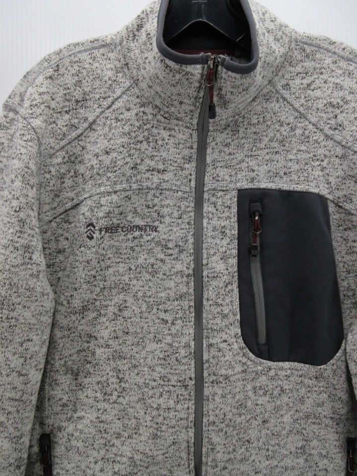 Free Country Jacket Men Small Gray Windbreaker Fleece Lined Full Zip ...