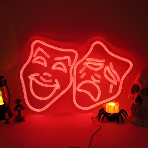 Theater Mask Neon Sign for Home Theater Room Decor Comedy Tragedy ...