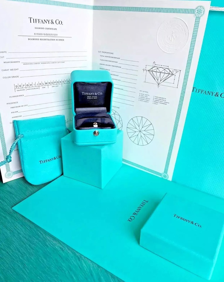 Tiffany & Co Engagement Ring Box + Outer Box + Pouch + Certificate ...