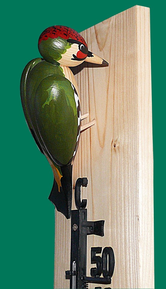 Thermometer Green Woodpecker 28 5/16in New Temperature Bird Outside ...