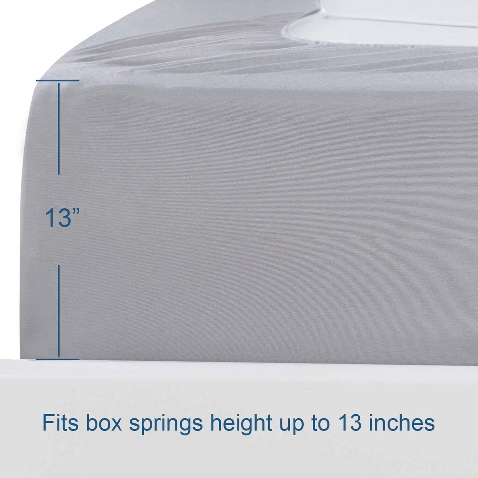 Box Spring Cover Elastic Fabric Wrap Around 4 Sides Bed Skirt Queen ...