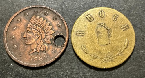 Lot of 2 Unknown Mystery Unattributed CWT Civil War Tokens Hard Times ...