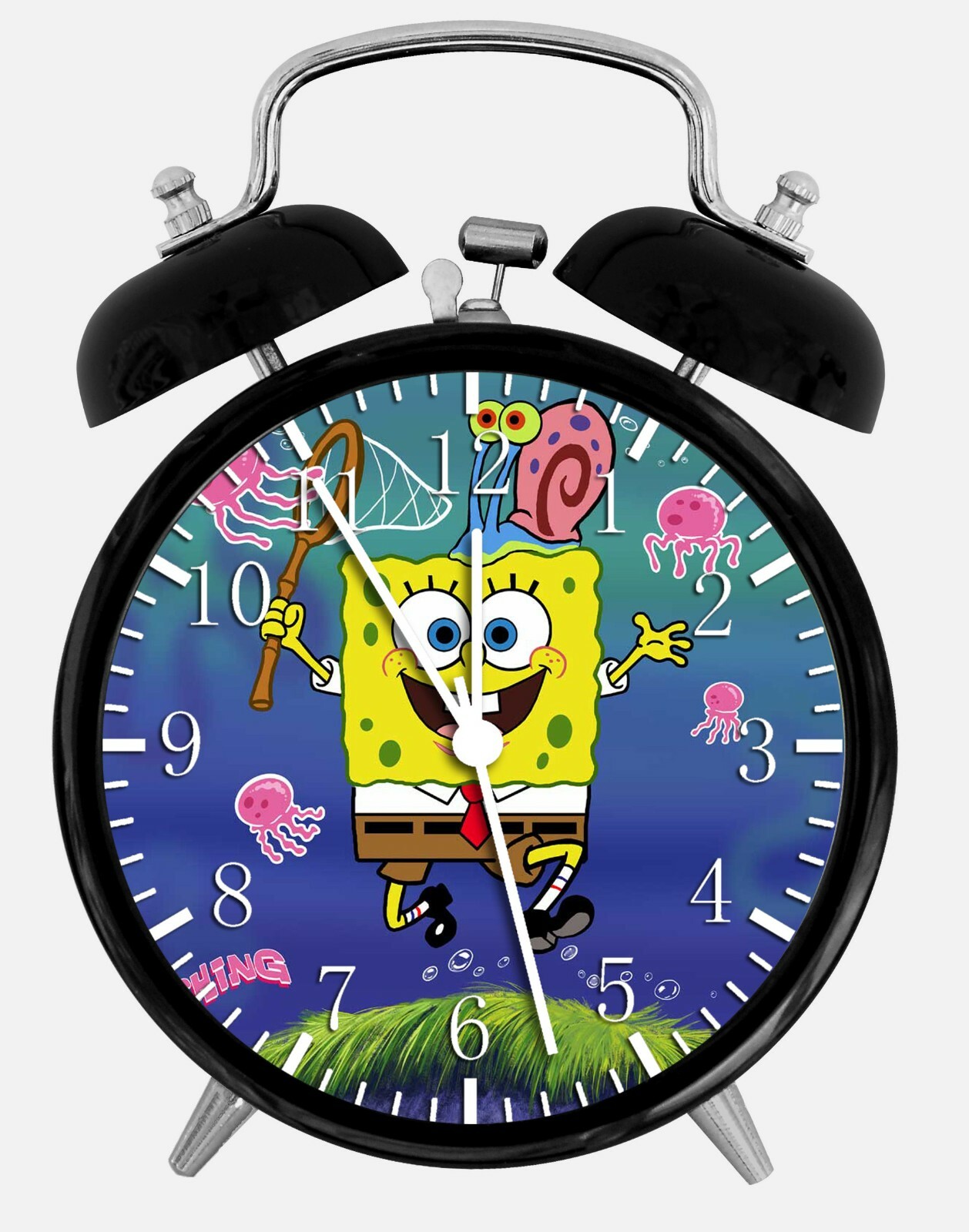 SpongeBob Alarm Clock Night Light Silent Non-Ticking 4 Inches Glass ...