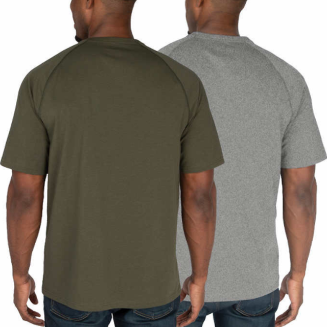 Rugged Elements Men's 2-Pack Cotton Blend Tee Shirts Green & Gray Small ...
