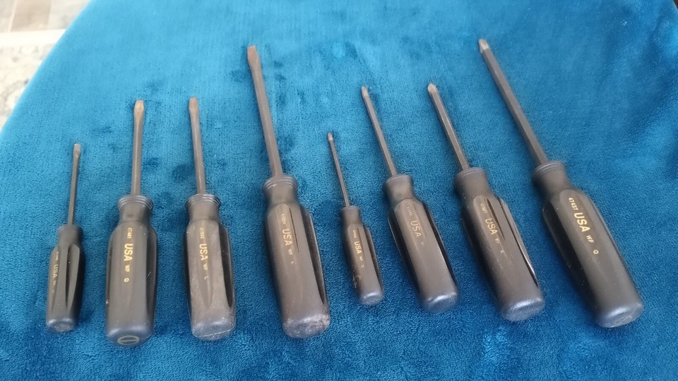 Vintage Sears Craftsman 8pc Black Handle Professional Screwdriver WF ...