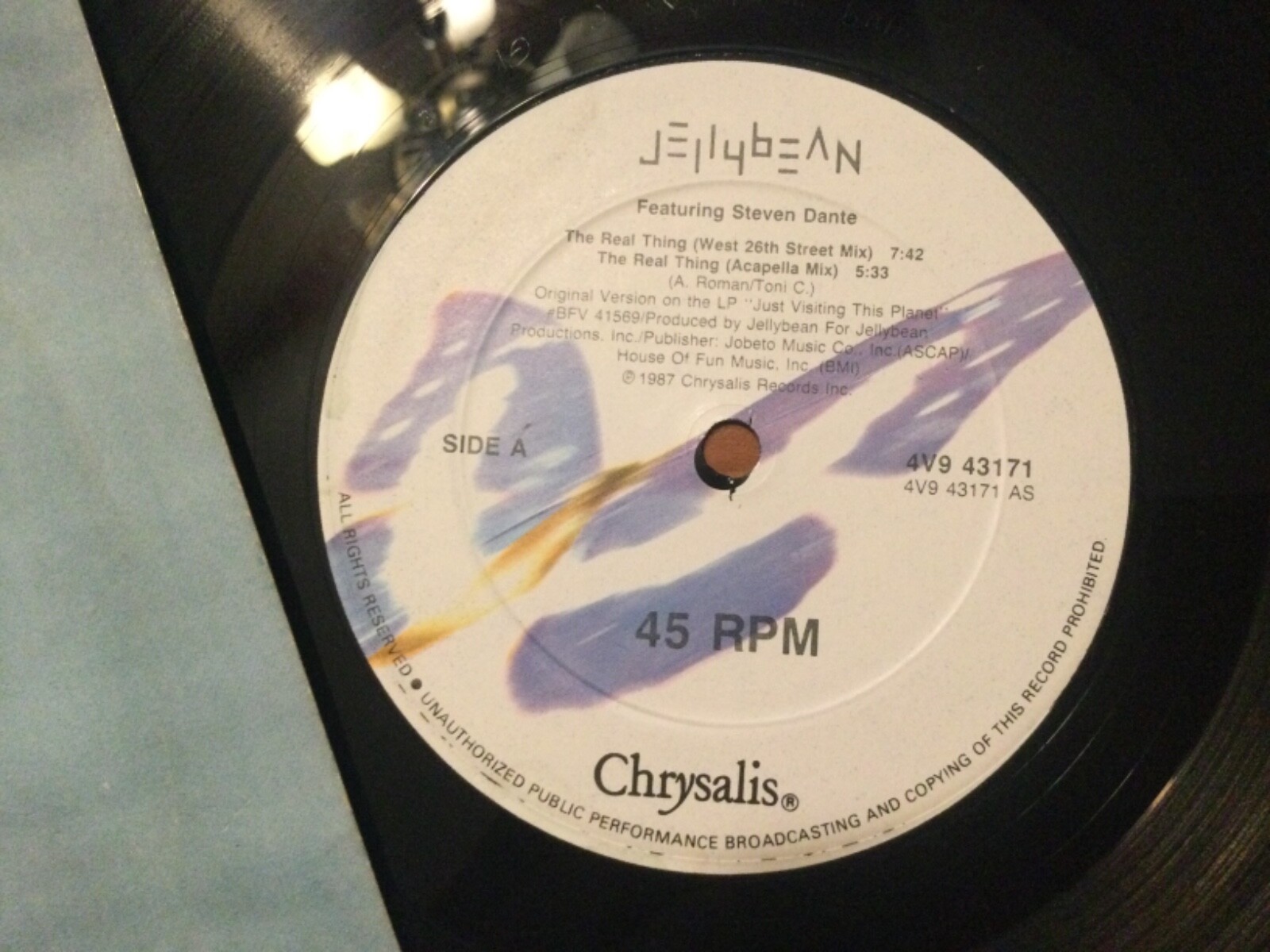 Jellybean: The Real Thing 12” Single CHRYSALIS Label 45rpm..80’s VG+ ...