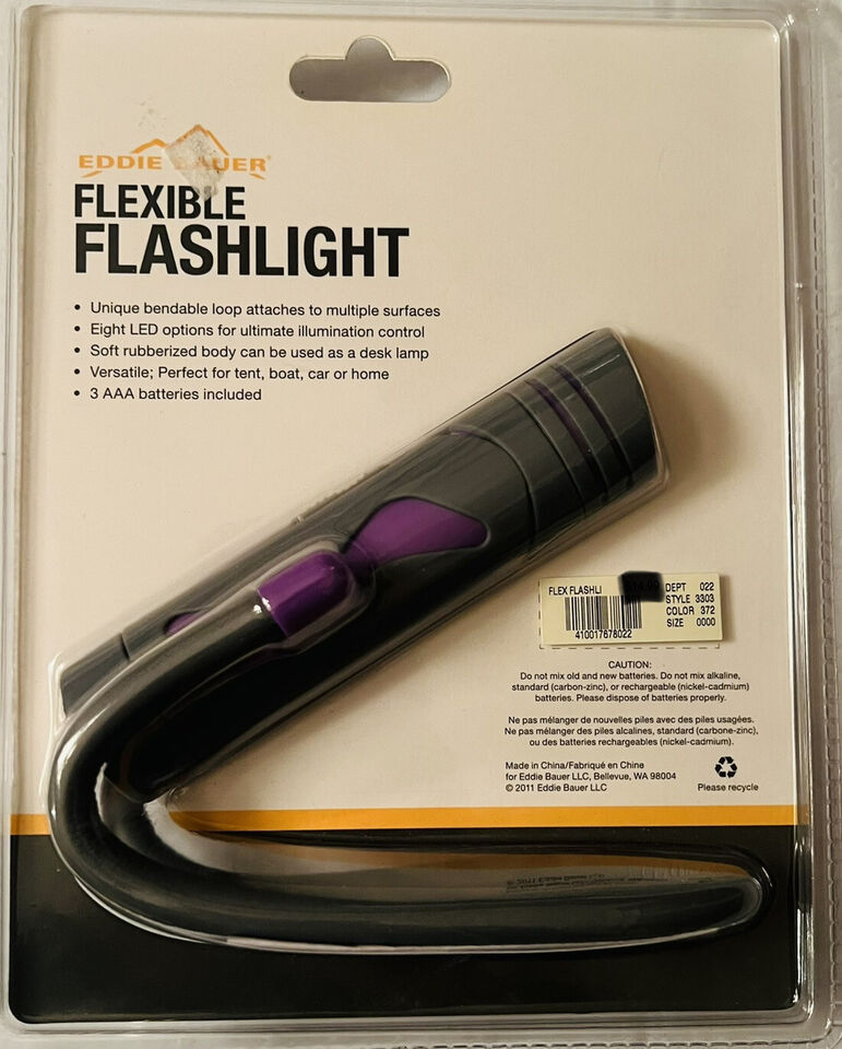 [NEW] Eddie Bauer 8 LED Batteries Included Flexible Flashlight Purple ...