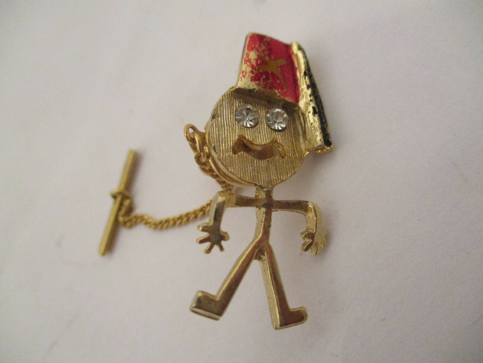 Vintage Shriners Masonic Tie Tack Lapel Pin Stick Figure Fez Rhinestone ...