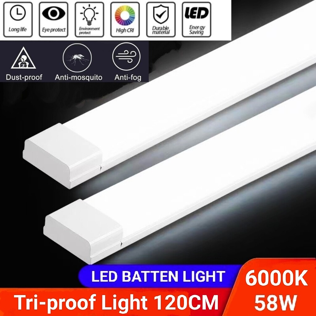 40-58W LED Slim Ceiling Fluorescent Diffused Batten Light 1200mm 6000K ...