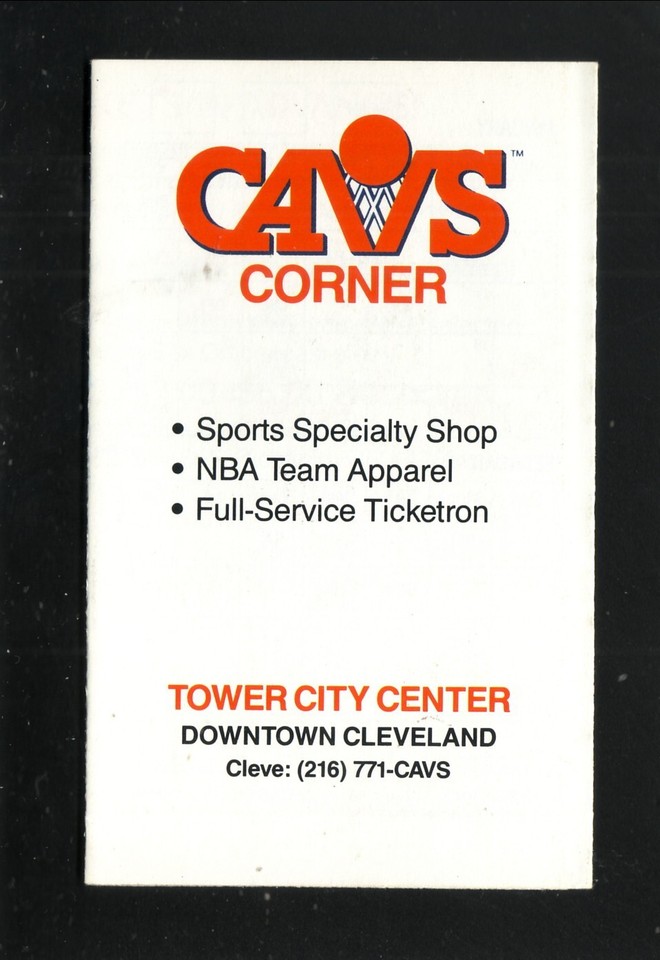 Cleveland Cavaliers John Williams 1987-88 Pocket Schedule Cavs Corner ...