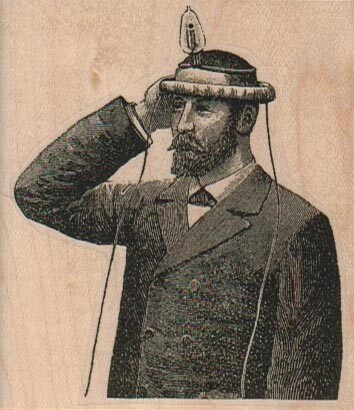 Man With Head Apparatus 2 1/2 x 2 3/4" Rubber Stamp, Man Stamp ...