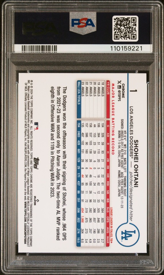 2024 TOPPS CHROME #1 SHOHEI OHTANI PSA 10 | eBay