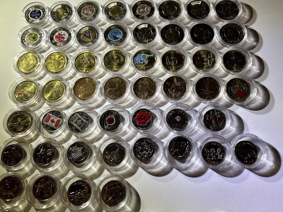 Canada Coin Set $2 Toonie $1 Loonies 50 Cents 25 Cent Coin Collection ...