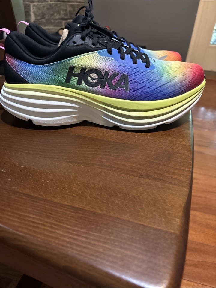 HOKA Bondi 8 Black Tye Dyed Multicolor Sneaker Shoe 12 | eBay