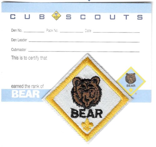 BSA CUB SCOUT RANK BEAR AWARD MINT NWT CURRENT WITH CARD 1910 BACK | eBay