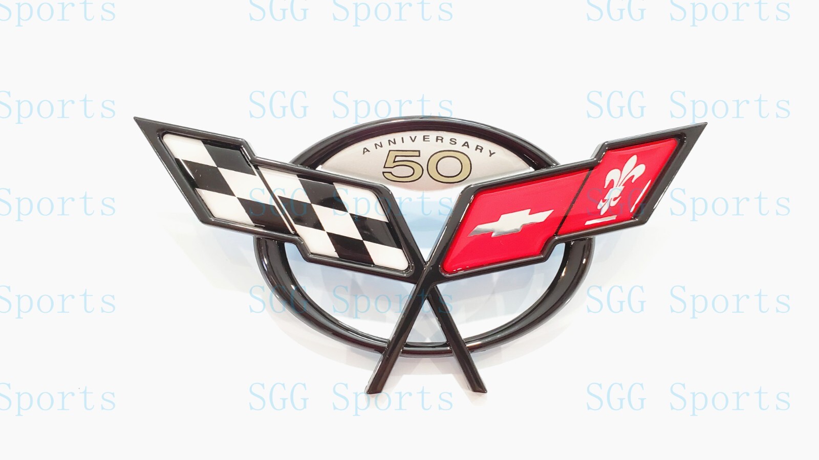 1PC 1997-2004 C5 Corvette Black Front Only 50Th Anniversary Cross Flags ...