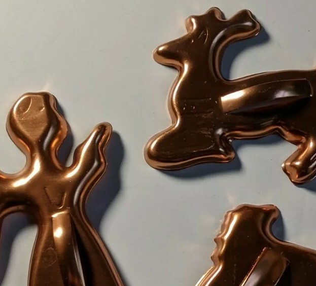 VINTAGE COPPER COOKIE CUTTERS Angel Reindeer Santa with Handles | eBay