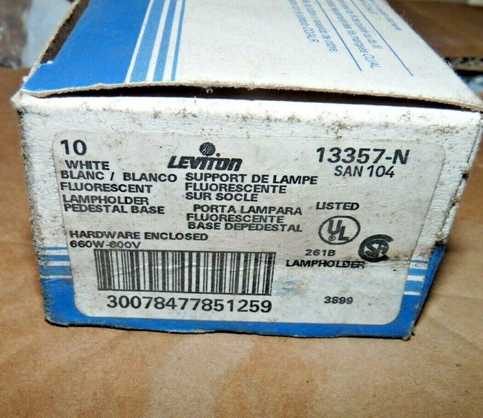 Leviton 13357-N Fluorescent Lampholder Non-Shunted White LOT OF 10 NEW ...