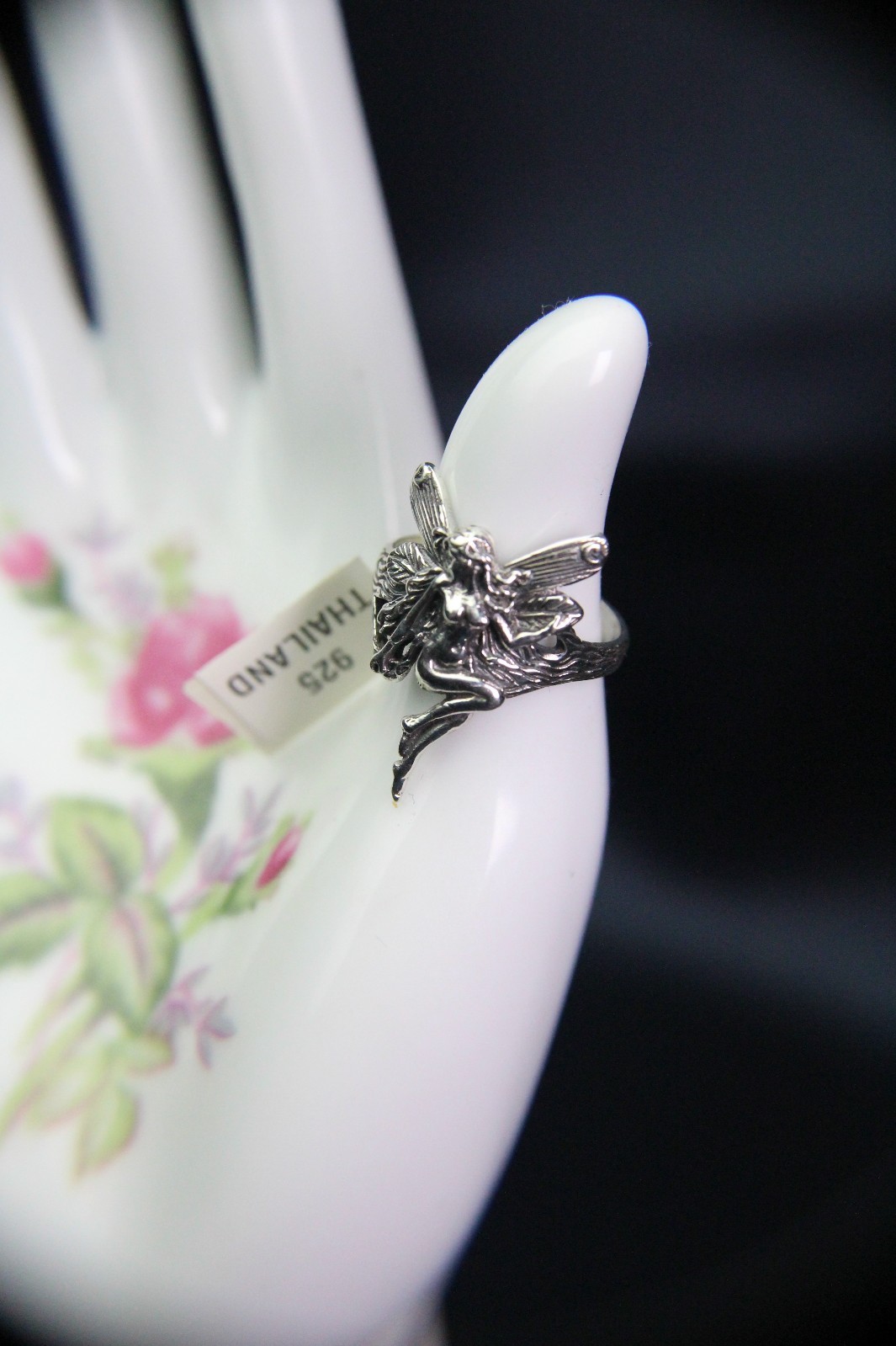 Sterling Silver Fairy Ring Lovely High Detailed Pixie Elf on Tree ...