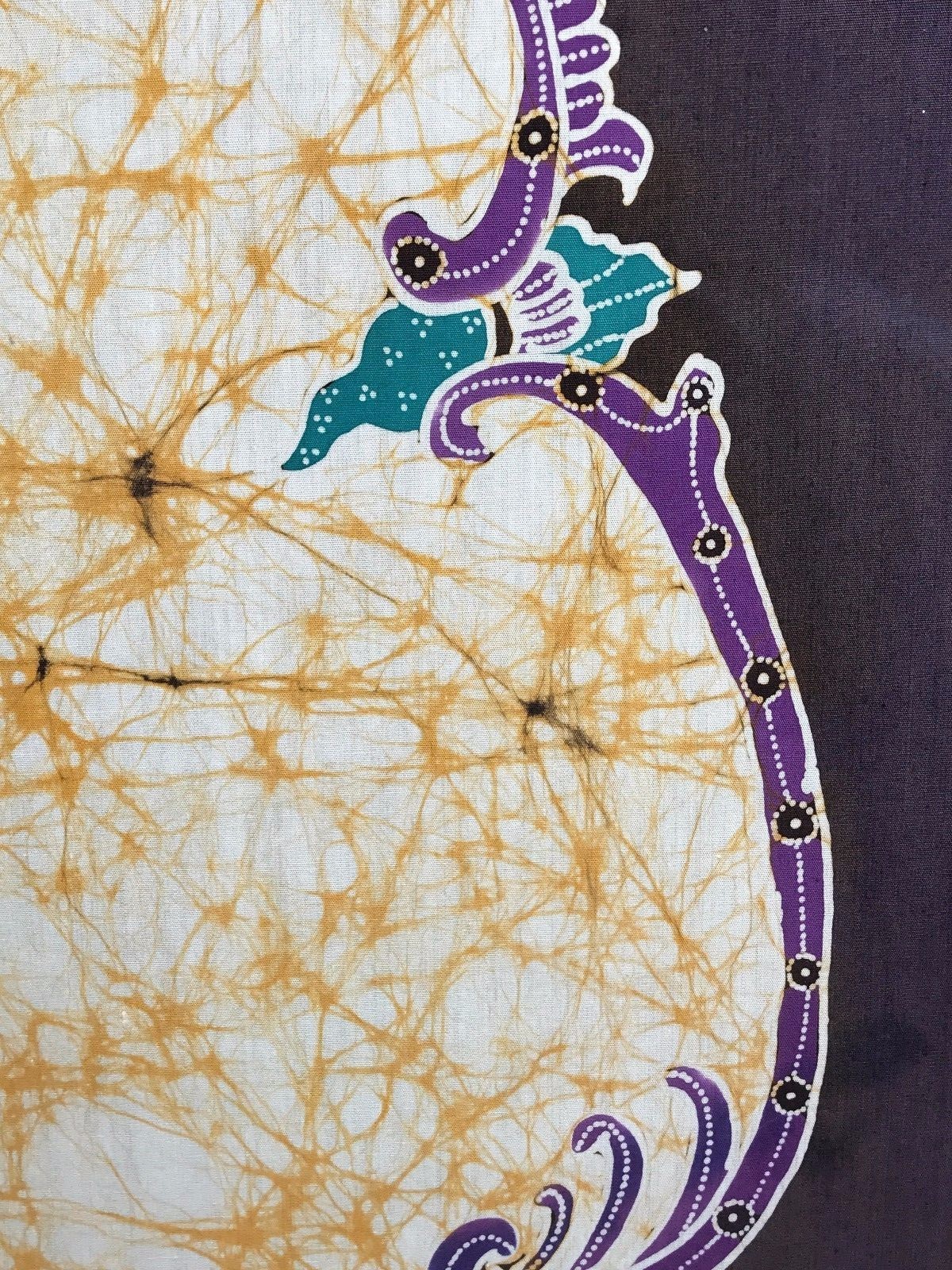 VINTAGE INDONESIAN BATIK Original Huge Signed Mid Century Modern Fabric ...