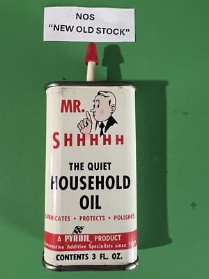 VERY RARE (1940-60's) VINTAGE PYROIL ( MR. SHHHHHH ) NOS OIL TIN CAN | eBay