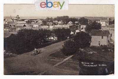 1908 RPPC FAIRMOUNT NORTH DAKOTA CHURCH DOWNTOWN ELEVATOR VINTAGE ...