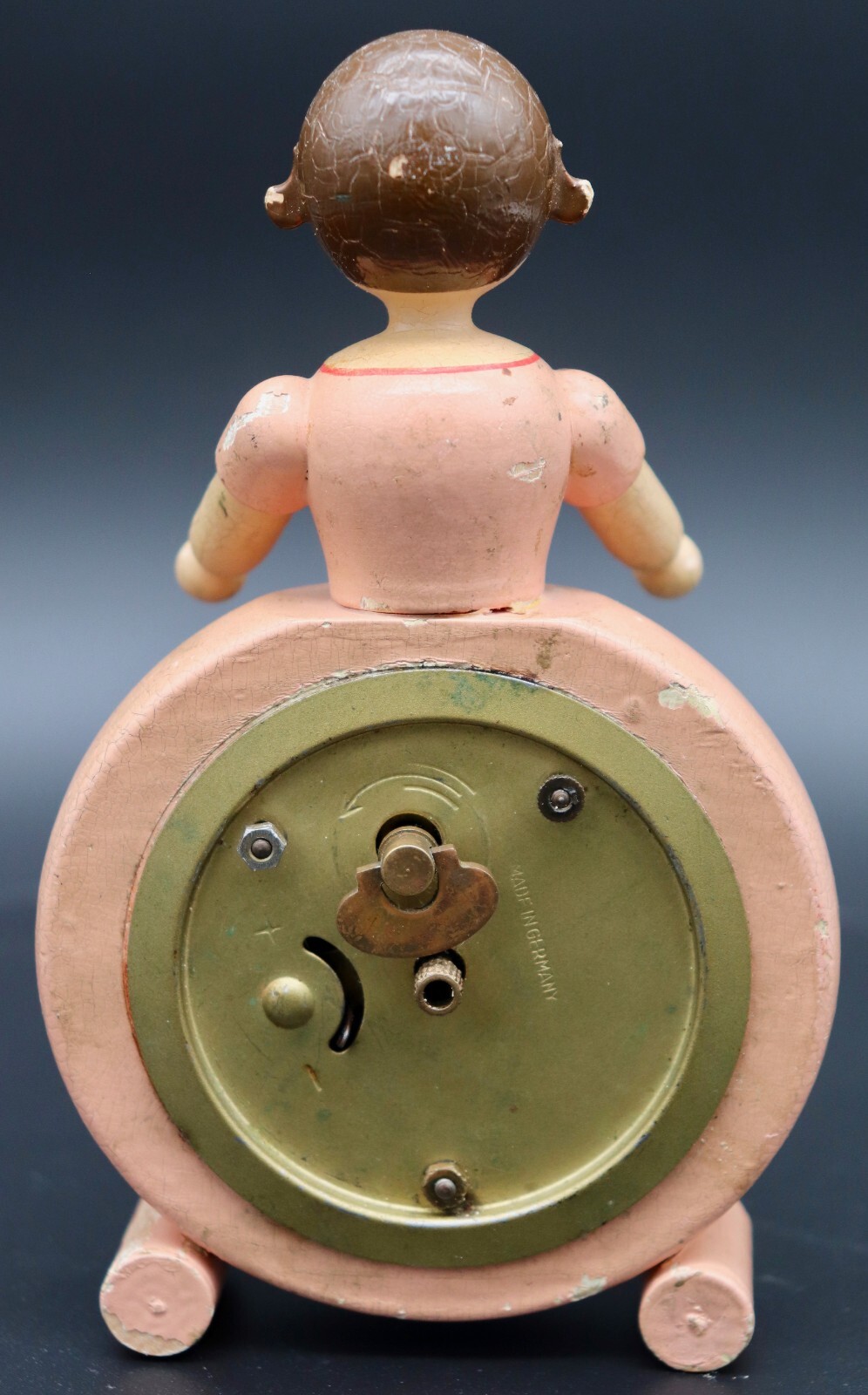 Sheffield West Germany Wind Up Clock Pink Folk Art Girl Luminous Hands ...