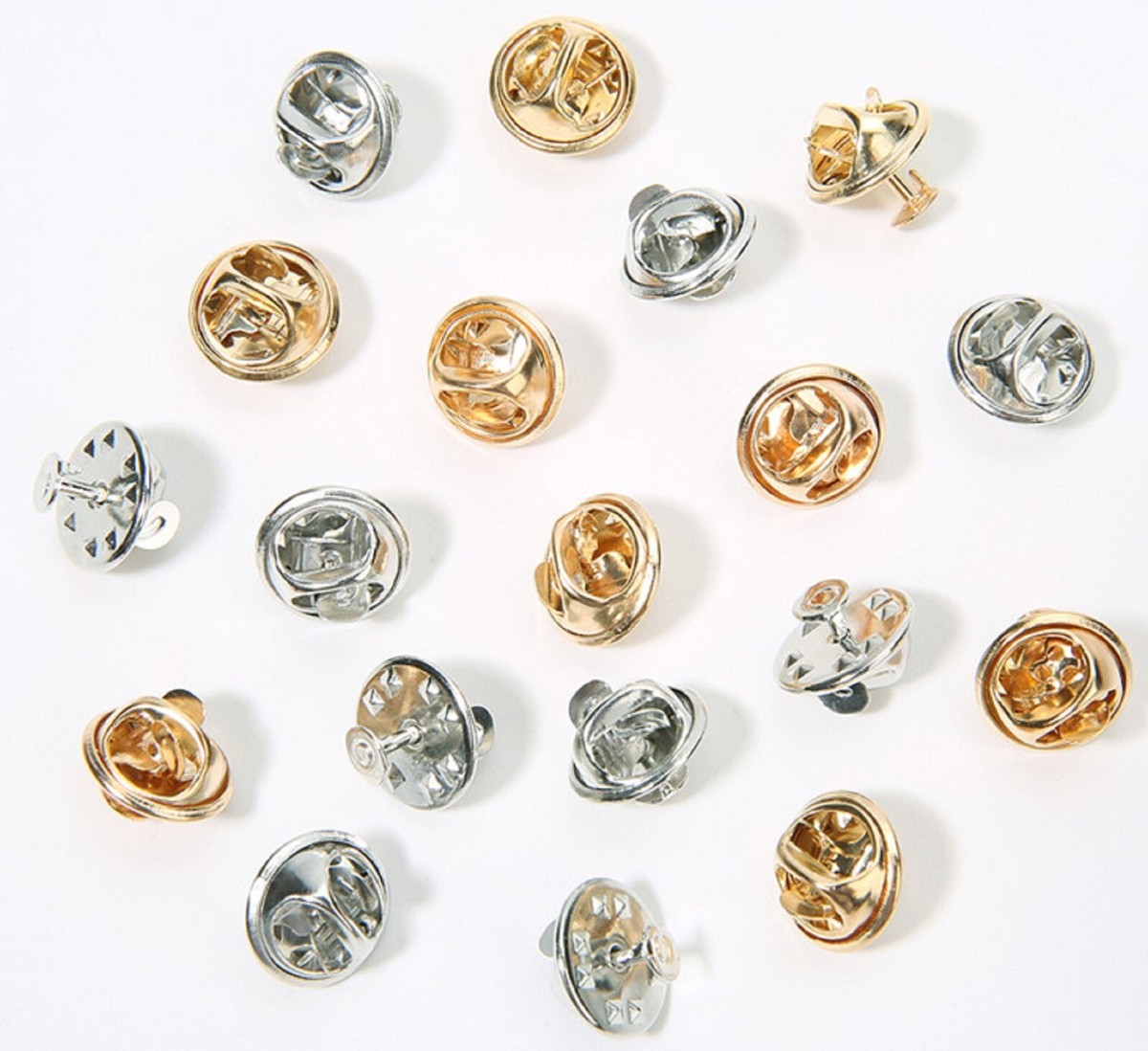 50 Pieces Pin Backs 50 Pieces Metal Pin Backs, Locking Clasps, Silver ...