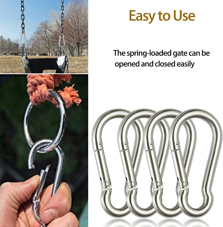 10/50/100 3" Heavy Duty Carabiner Clips M8 5/16" Galvanized Steel ...
