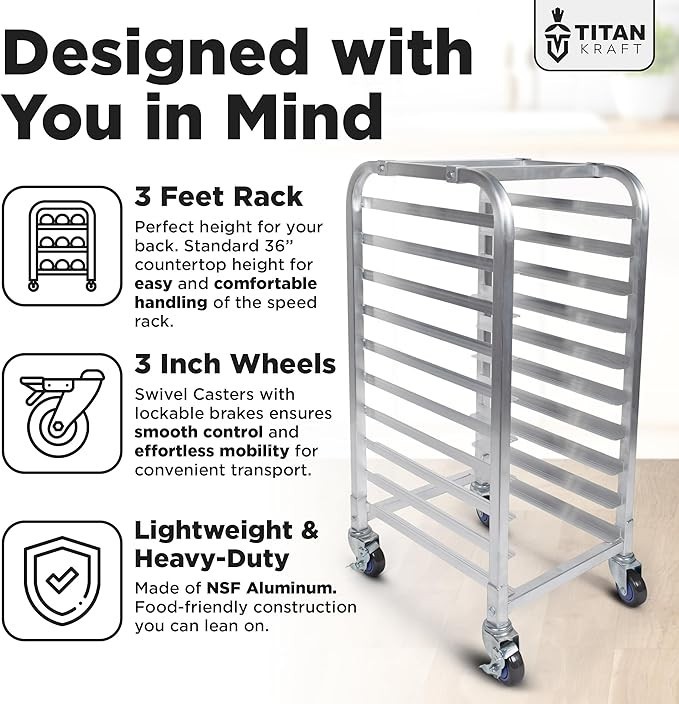 10-Tier Half Sheet Pan Rack - Commercial Aluminum Baking Sheet Rack for ...