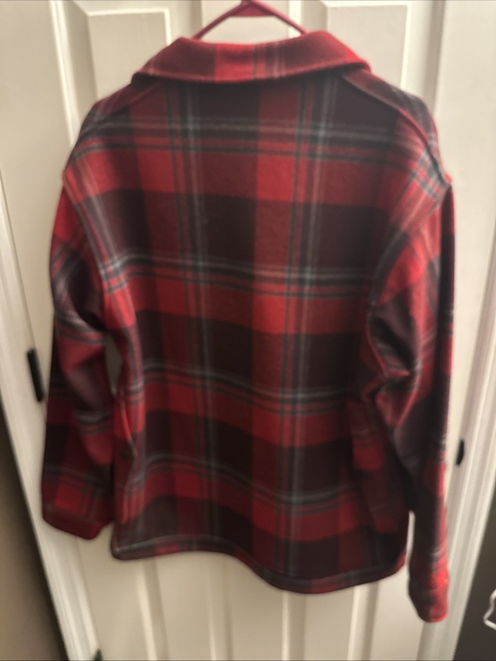 Pendleton Mackinaw Cruiser Jacket Red Black Gray Plaid 100% Virgin Wool | eBay