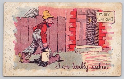 1909 Humorous Rushed Man Cartoon Postcard Clayton WV Postmark | eBay