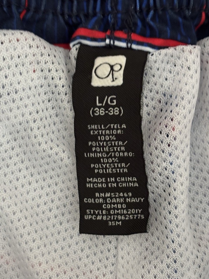 OP Ocean Pacific MENS L 36-38 Cargo Swim Trunks Mesh Lined Board Shorts ...