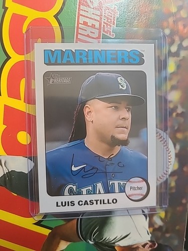 2024 Topps Heritage #449 Luis Castillo White Border SP Seattle Mariners ...