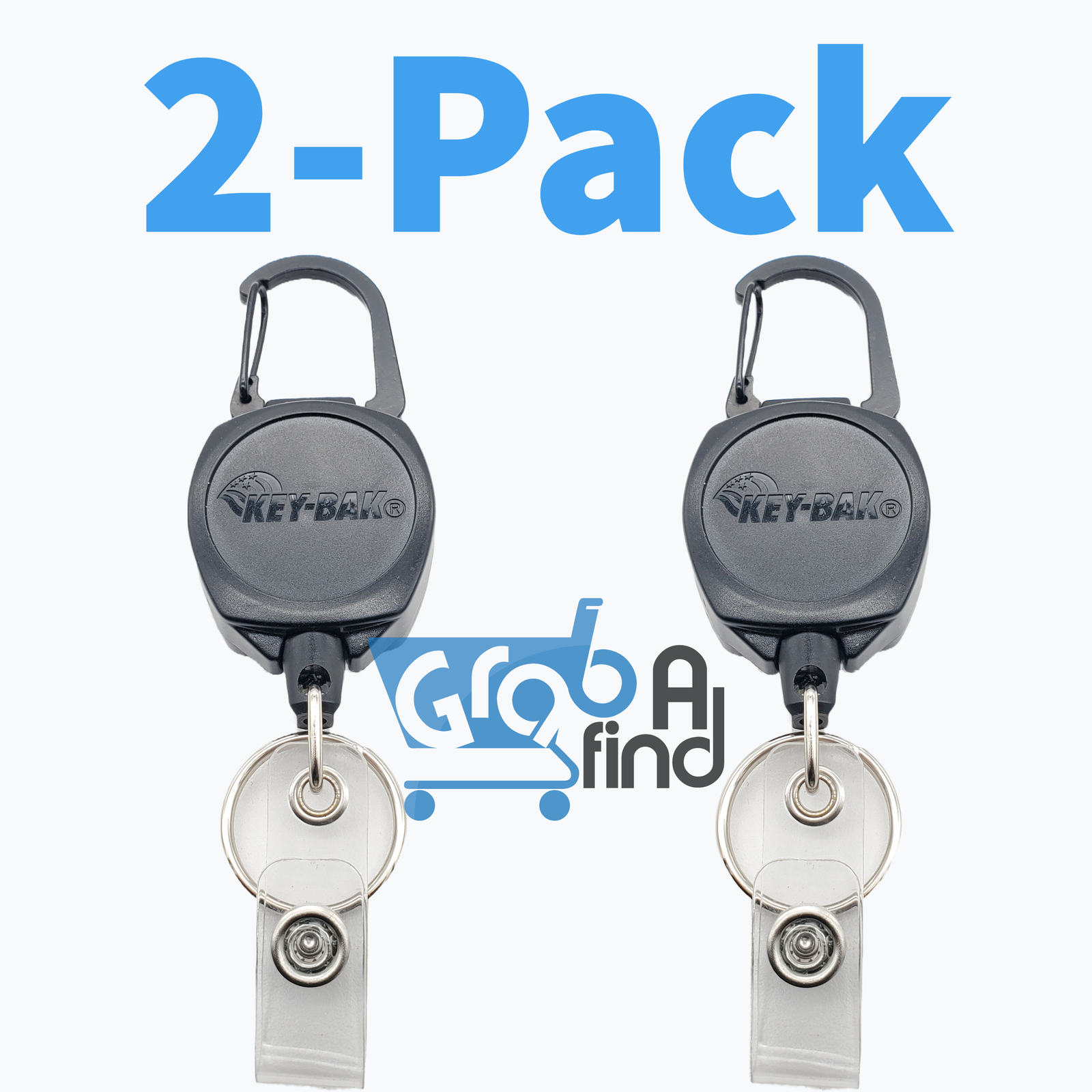 Key-Bak Sidekick Heavy Duty Retracting ID Badge / Key Reel 24" Black (2 ...