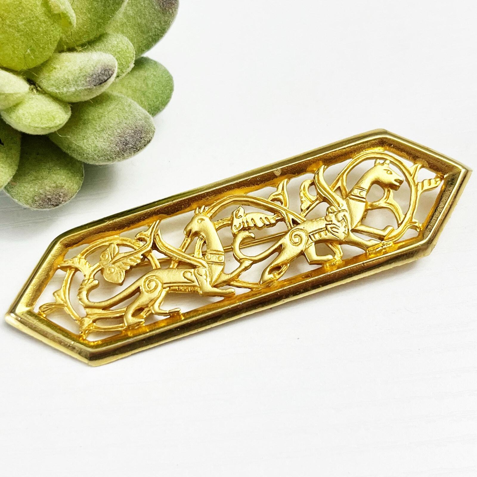 JJ 1986 Vintage Mythical Winged Creatures Gothic Gold… - Gem