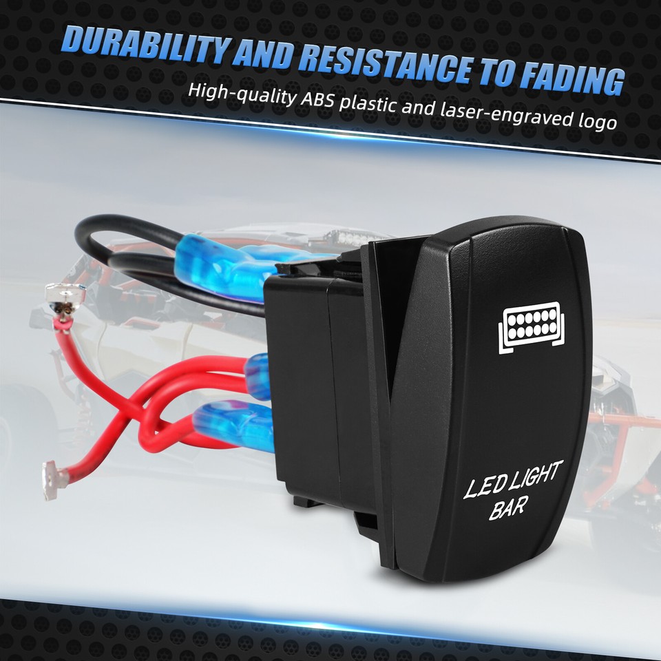 LED Light Bar Rocker Switch ON/OFF Blue 5-Pins 12V/24V For Truck Boat ...