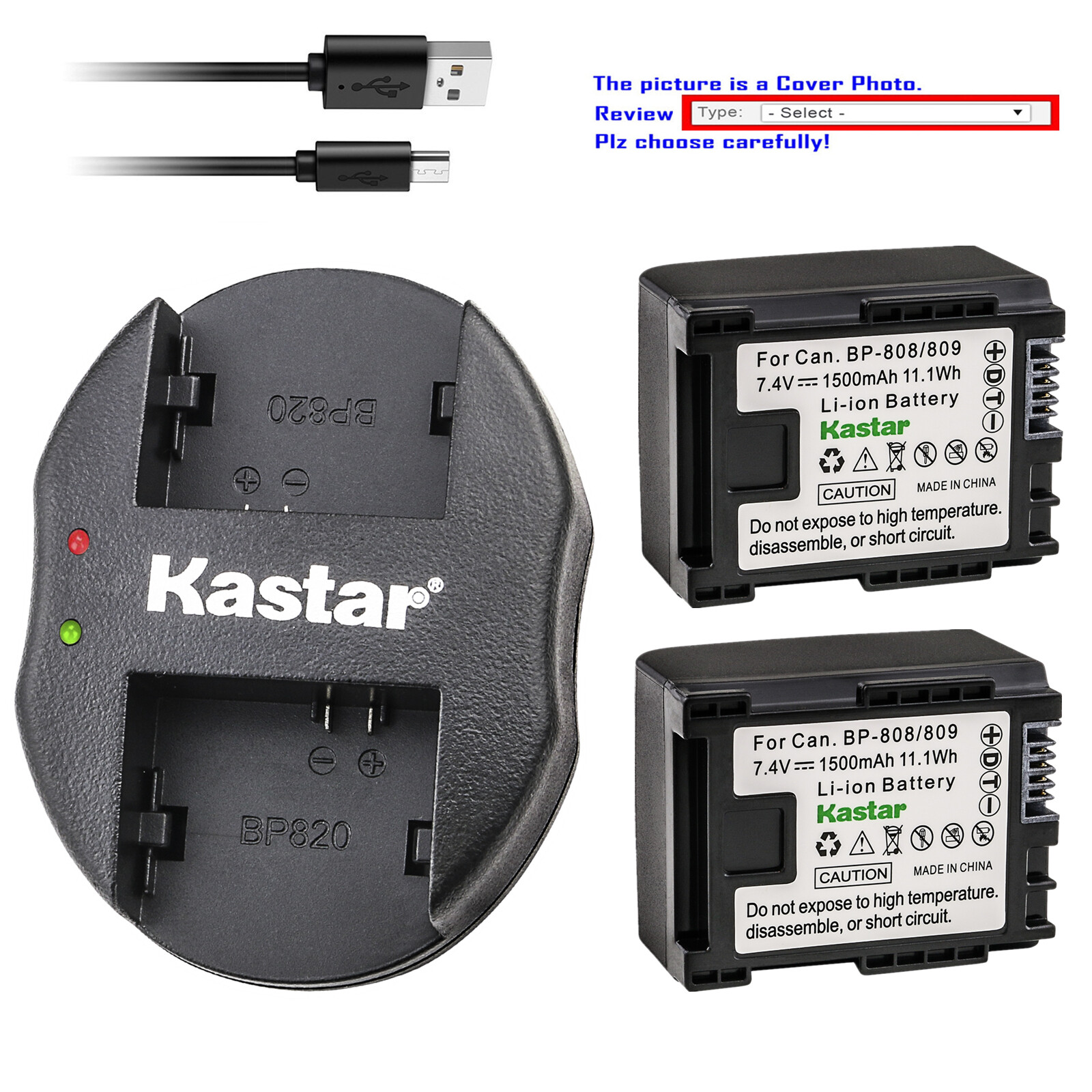 Kastar Battery Oval USB Charger for Canon BP-809 & Canon VIXIA HF S200 ...