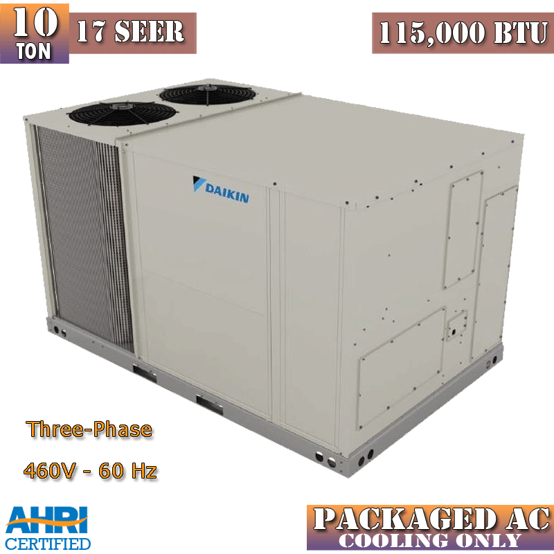 Daikin 10 Ton Packaged Air Conditioner 17 SEER Direct Drive 3-Phase ...