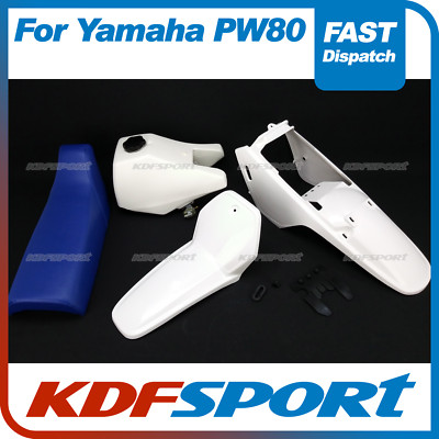 KDF Yamaha PW80 Plastics Fender Kit(White), Tank(White), Seat(Blue ...