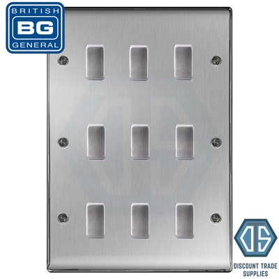 BG Brushed Steel Satin Chrome 9 Gang 2 Way Custom Grid Light Switch ...