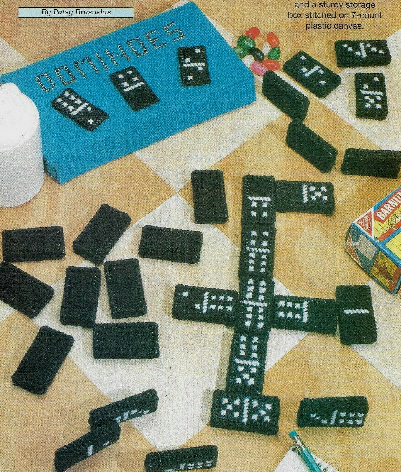 DOMINOES GAME PIECES AND CASE HOLDER PLASTIC CANVAS PATTERN ...