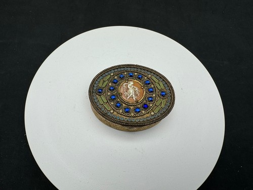Antique French Cameo & Jeweled Enamel Gilt Compact Box | eBay
